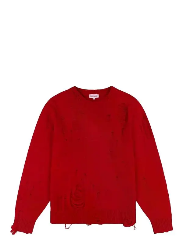 CHARLES JEFFREY Distressed Logo Jumper - Red