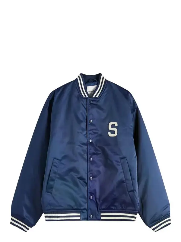 HOUSE OF SUNNY Satin Club Bomber Jacket - Blue