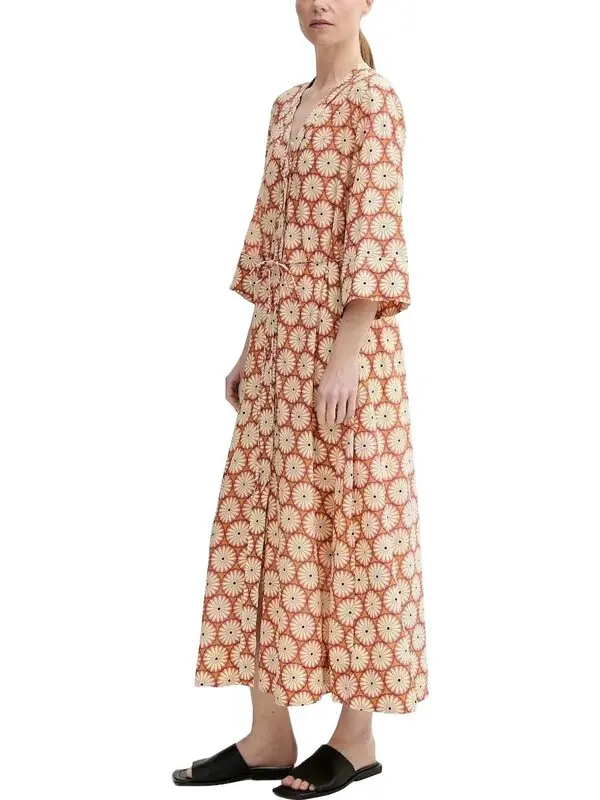 Marc O'polo Floral-print Belted Maxi Dress - Orange