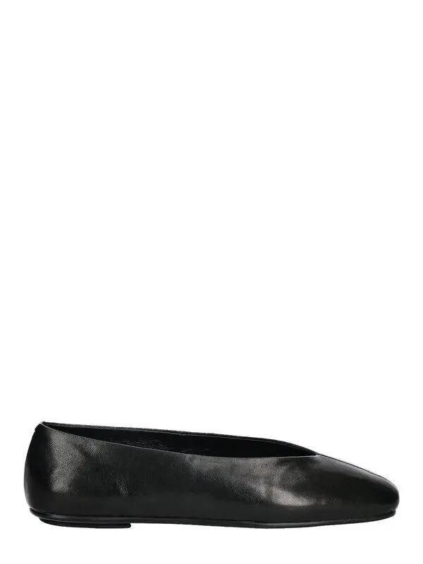 Jeffrey Campbell Square-toe Leather Flats - Black