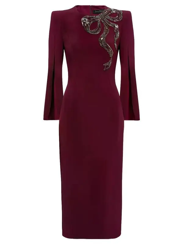 Jenny Packham Love Bow Split-sleeve Midi Dress - Red