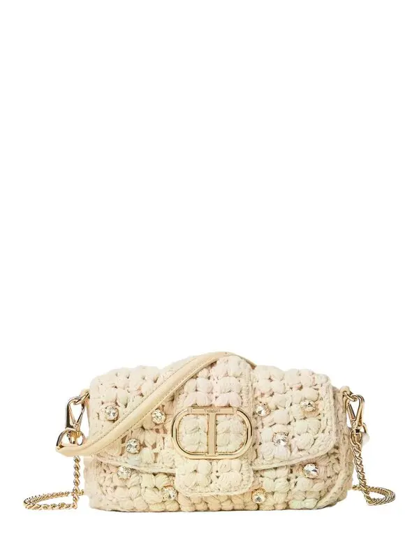 TWINSET Amie Crochet Crystal-embellished Bag - Neutrals