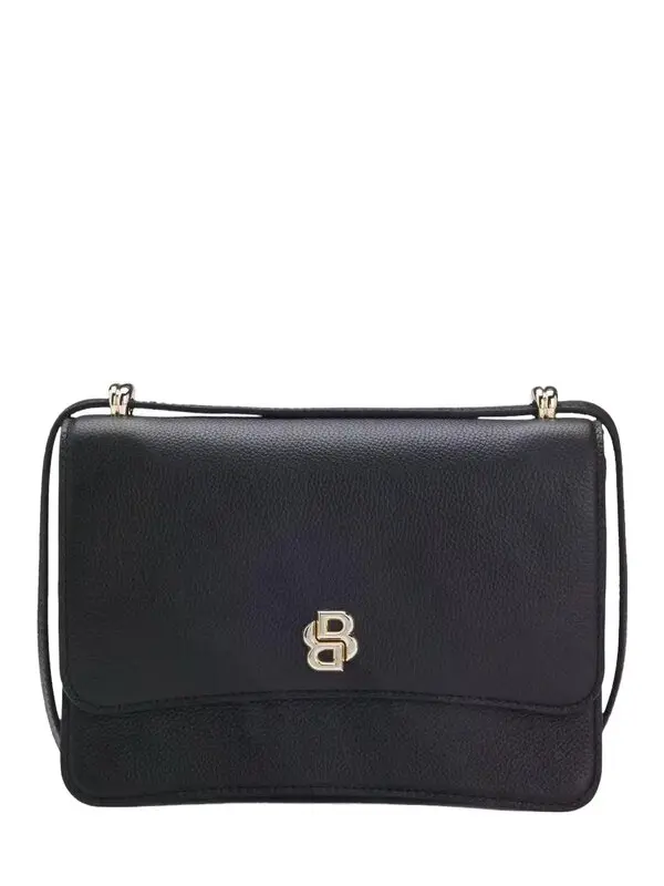 BOSS Leather Crossbody Bag With Logo Plaque - Black