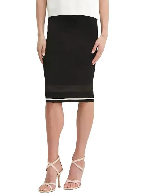 Liu Jo Ribbed-knit Pencil Skirt With Mesh Insert - Black