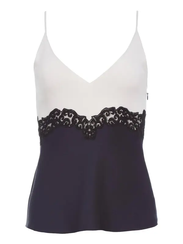 Gabriela Hearst Cynthia Lace Top Silk Wool - Dark Navy