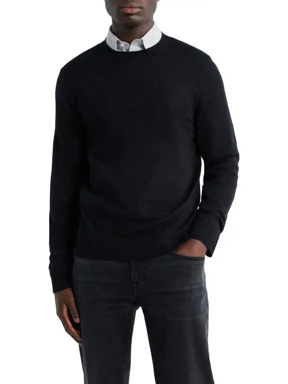 Nordstrom Italian Merino Wool Crewneck Sweater - Black Caviar