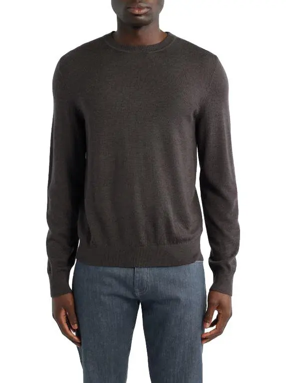Nordstrom Italian Merino Wool Crewneck Sweater - Brown Dark Heather