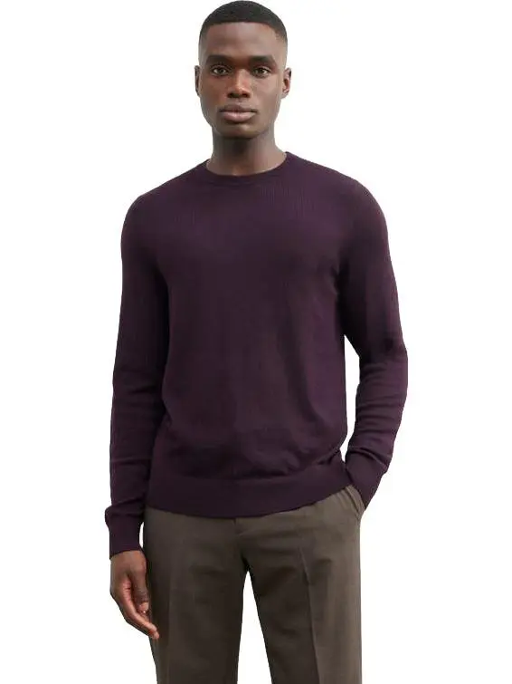 Nordstrom Italian Merino Wool Crewneck Sweater - Purple Plum
