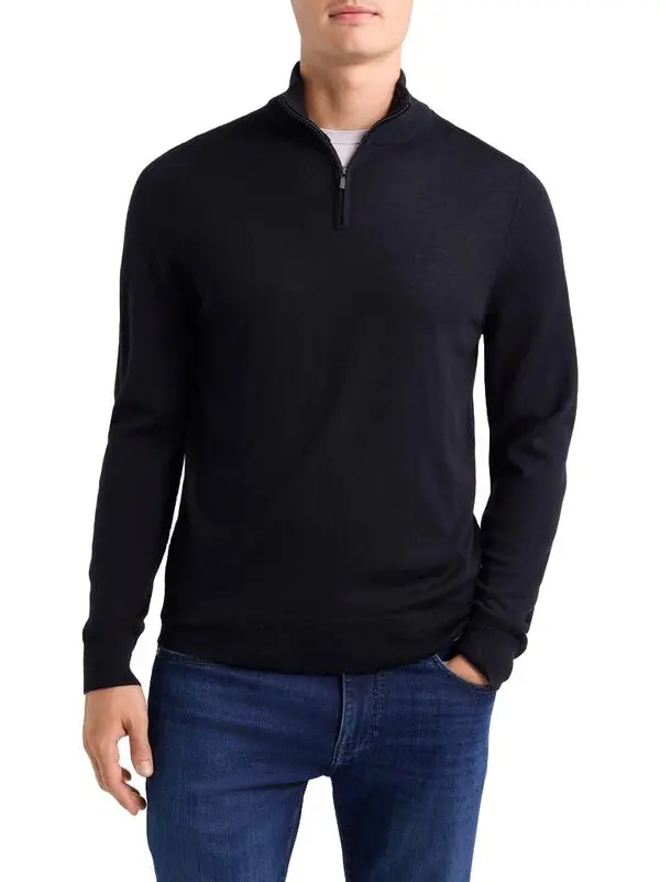 Nordstrom Merino Wool Quarter Zip Sweater - Black