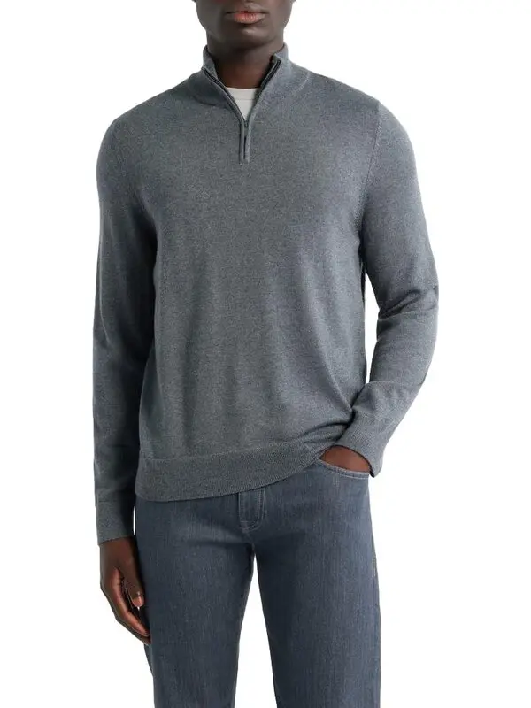 Nordstrom Merino Wool Quarter Zip Sweater - Grey Turbulence Heather