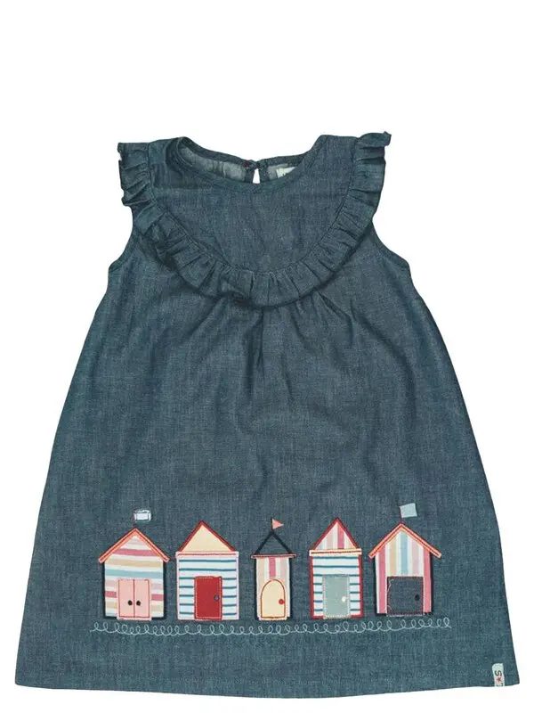 LILLY + SID Organic Cotton Beach Hut Appliqué Shift Dress - Grey