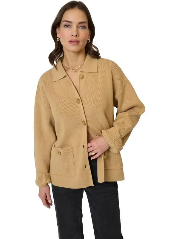 Central Park West Brooke Sweater Barn Jacket - Camel