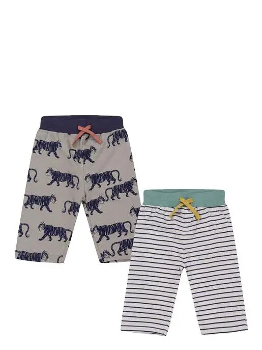 LILLY + SID Organic Cotton Tiger And Stripe Shorts 2-pack - Multi