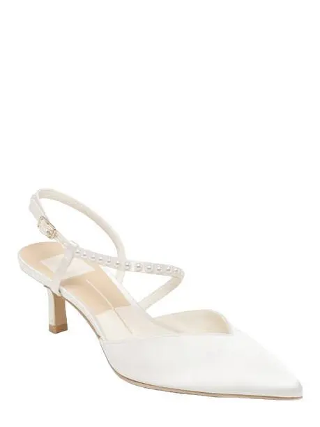 Dolce Vita Kamra Pearl Slingback Pumps - True White Satin