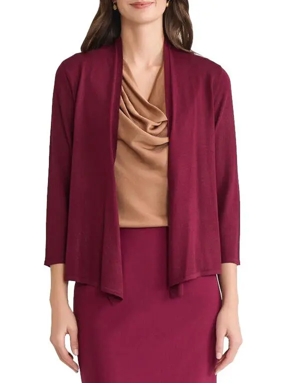 KASPER Open Front Cardigan - Shiraz