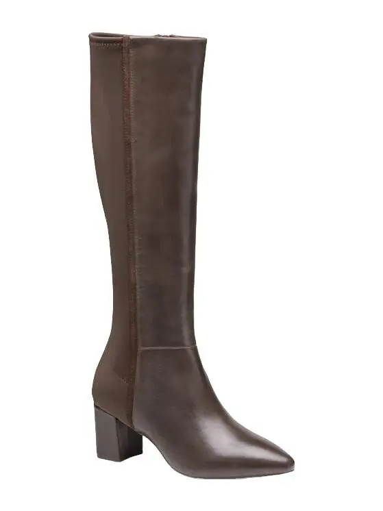 Johnston & Murphy Knee High Boots - Dark Brown Calfskin/spandex