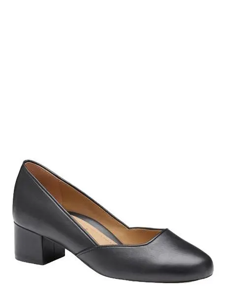 Johnston & Murphy Sienna Block Heel Pump - Black Glove Leather