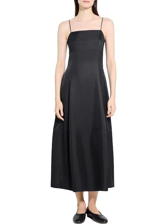 Theory Silk Twill A-line Dress - Black