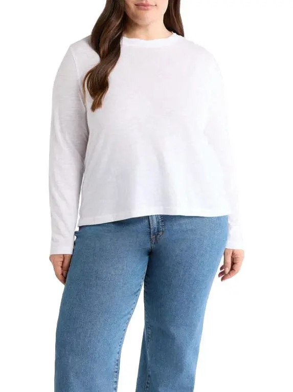 Caslon Twist Crewneck Long Sleeve T-shirt - White