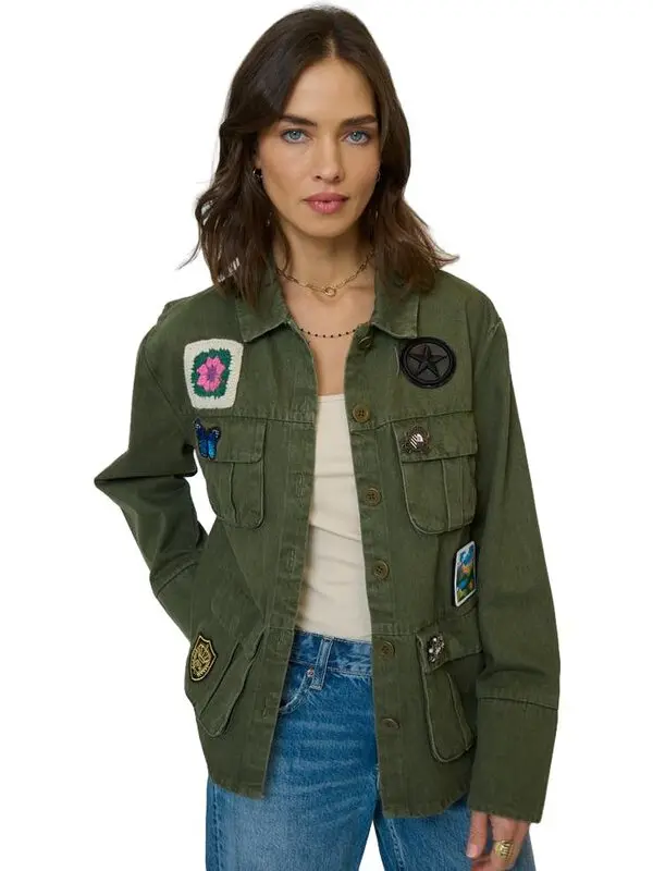 Central Park West Brady Patch Shacket - Fatigue Green
