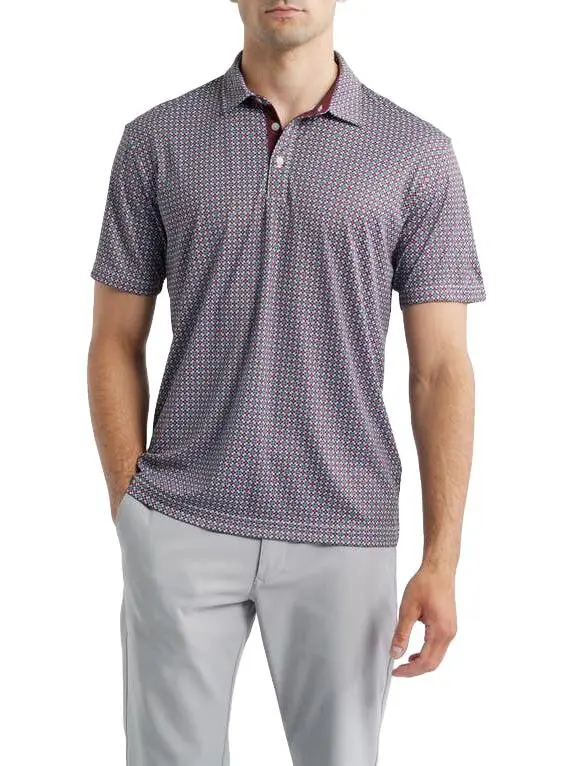 SWANNIES Rae Geo Print Performance Golf Polo - Maroon