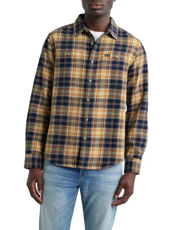 DARK SEAS Cimmeron Plaid Cotton Button-up Shirt - Navy