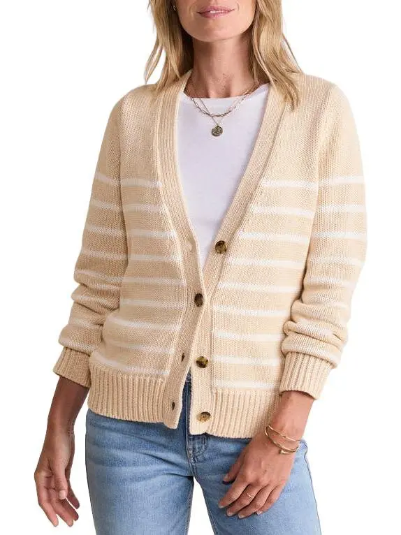 Vineyard Vines Striped Cotton Cardigan - Stripe Oatmeal Heather