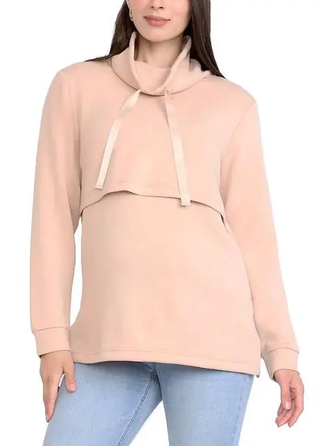 Motherhood Maternity Funnel Neck Pullover Nursing Sweatshirt - Moonlight