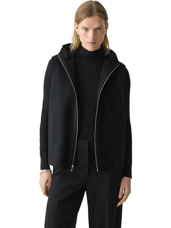 Theory Hooded Vest In Double-face Wool-cashmere - Black