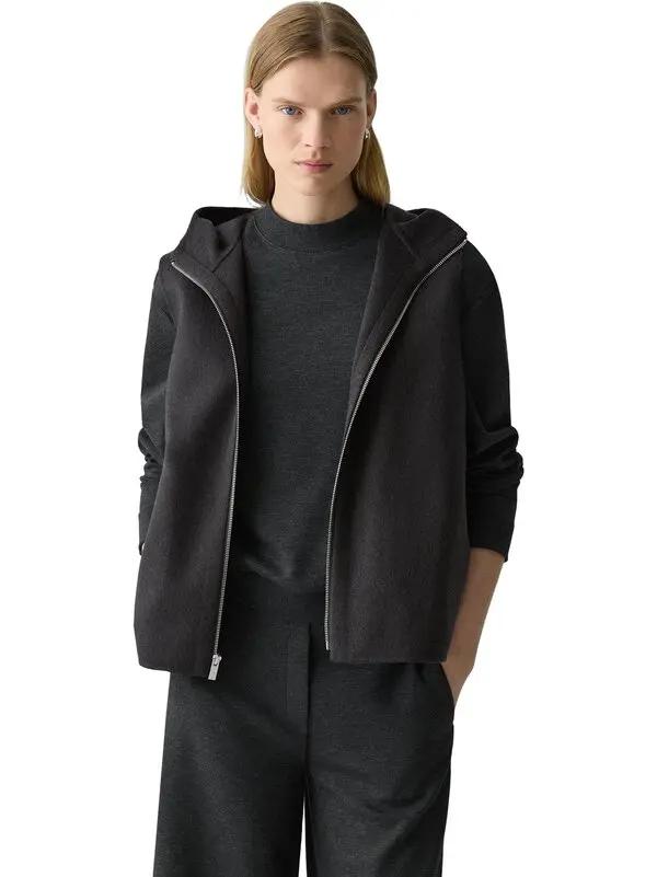 Theory Hooded Vest In Double-face Wool-cashmere - Hickory Melange