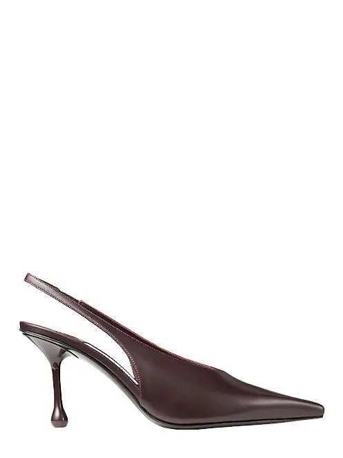 JIMMY CHOO Isa 80 Slingback Leather Pumps - Deep Merlot