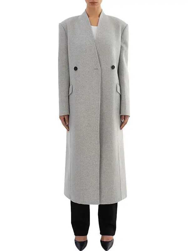 LAMARQUE Double Face Wool Coat - Light Grey