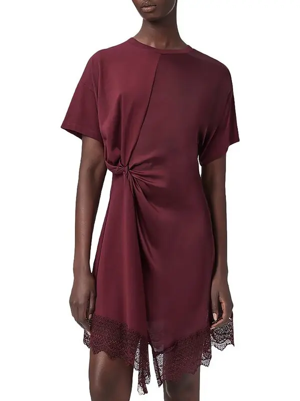 ALLSAINTS Lana Lace Dress - Oxblood Red