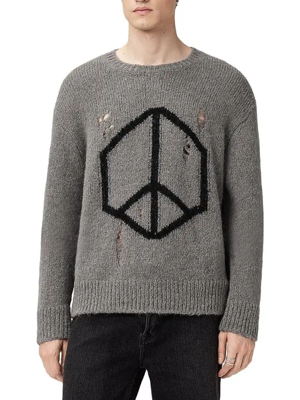 ALLSAINTS Message Crew Sweater - Gunmetal Grey