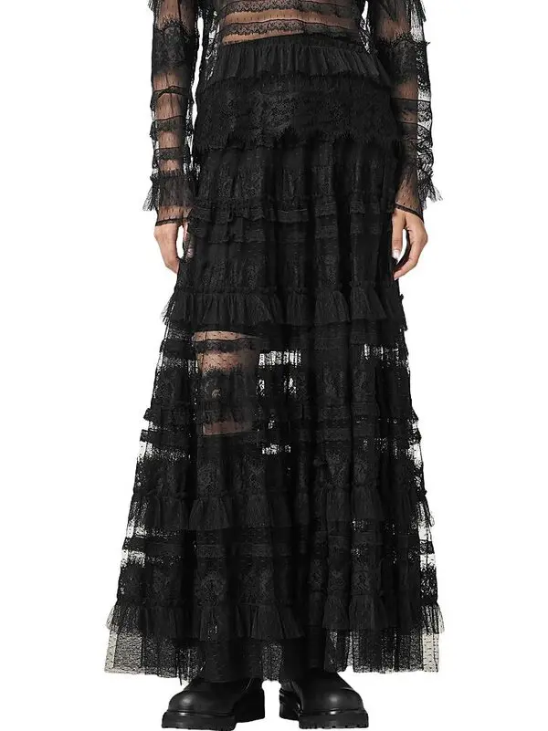 ALLSAINTS Arlea Tulle Maxi Skirt - Black
