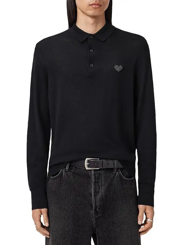 ALLSAINTS Lover Merino Ls Polo - Ink Navy Blue