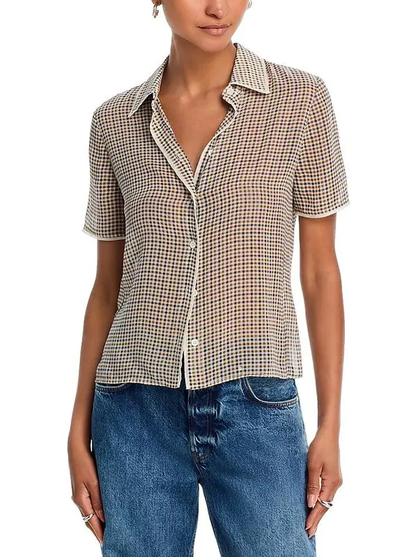 FRAME Silk Top - Houndstooth
