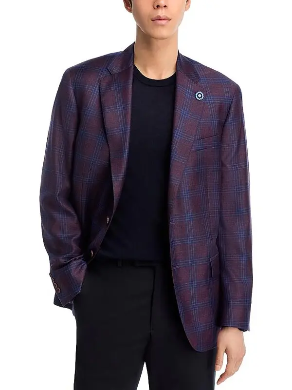 Hart Schaffner Marx Plaid Classic Fit Sport Coat - Burgundy