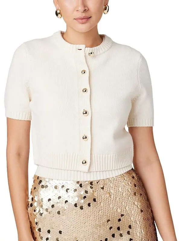TOCCIN Pippa Short Sleeve Cardigan - Ivory