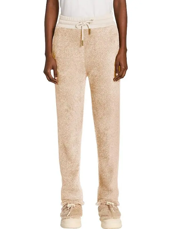 Moncler Teddy Fleece Drawstring Pants - White
