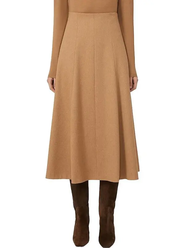 Max Mara Geneve Wool A-line Skirt - Camel