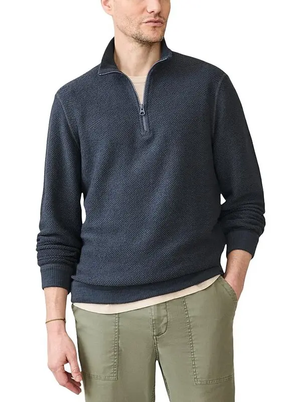 Faherty Brand Whitewater Quarter Zip Sweatshirt - Fjord