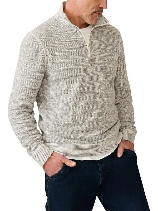 Faherty Brand Whitewater Quarter Zip Sweatshirt - Grey Shell
