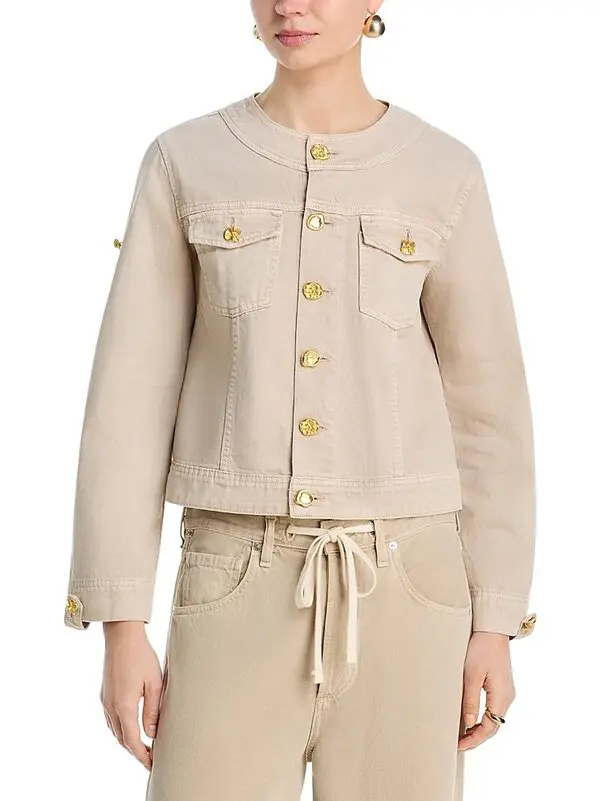 L'Agence Collarless Cotton Jacket - Biscuit