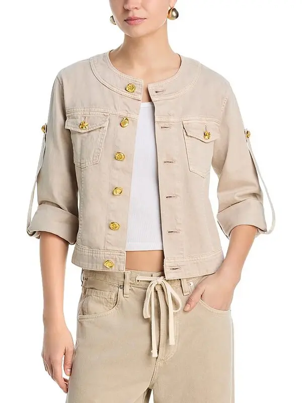L'Agence Anouk Collarless Jacket - Biscuit