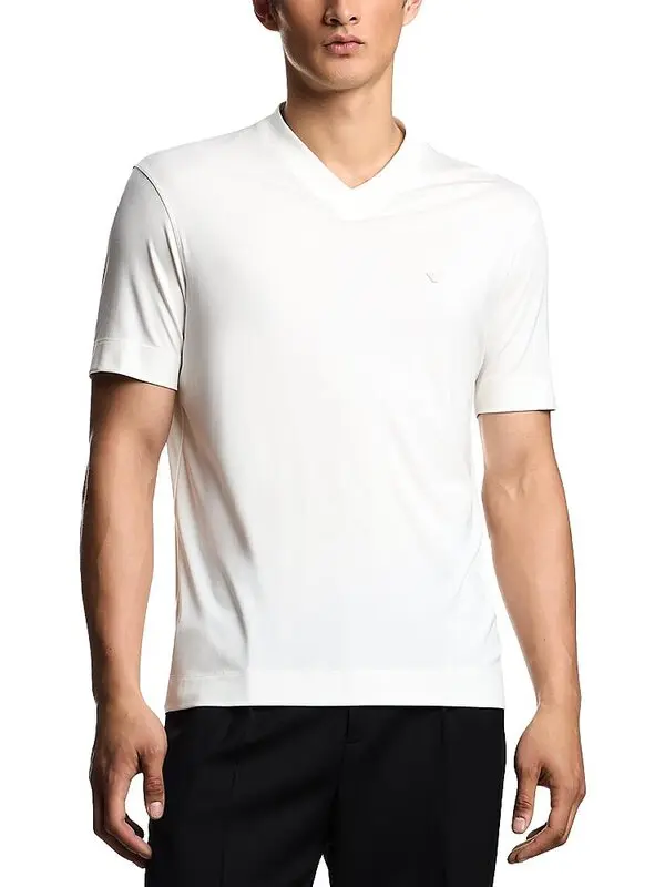 Emporio Armani V Neck Tee - Solid White