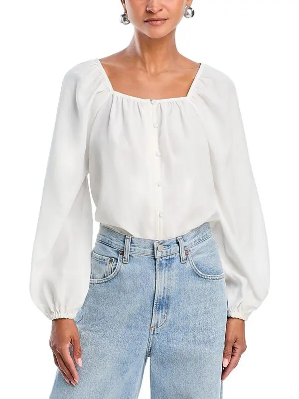 French Connection Balloon Sleeve Top - Ivory