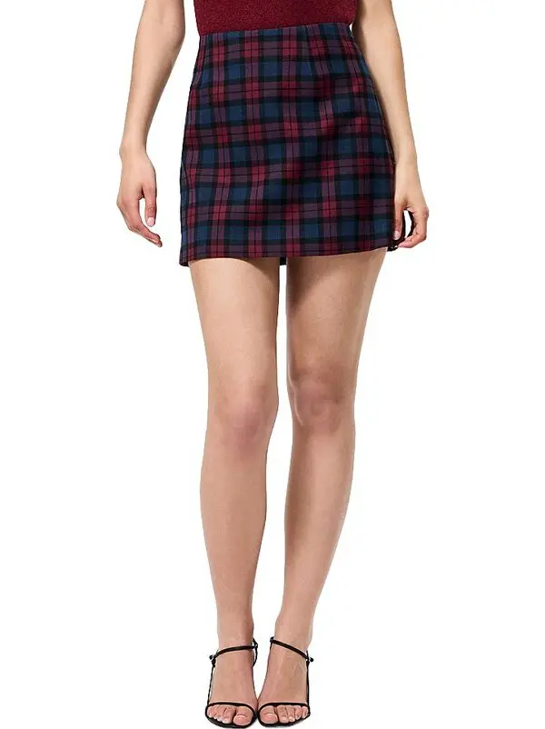 French Connection Melba Plaid Suiting Mini Skirt - Marine/cabernet