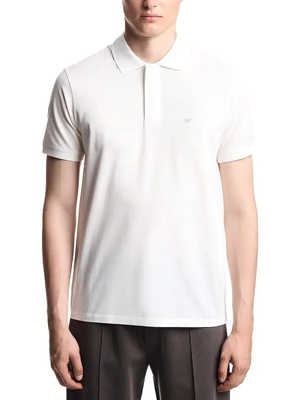 Emporio Armani Travel Essentials Pique Polo Shirt - Solid White