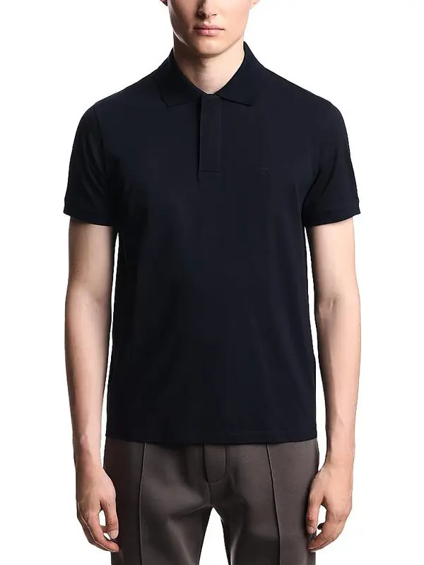 Emporio Armani Travel Essentials Pique Polo Shirt - Solid Blue
